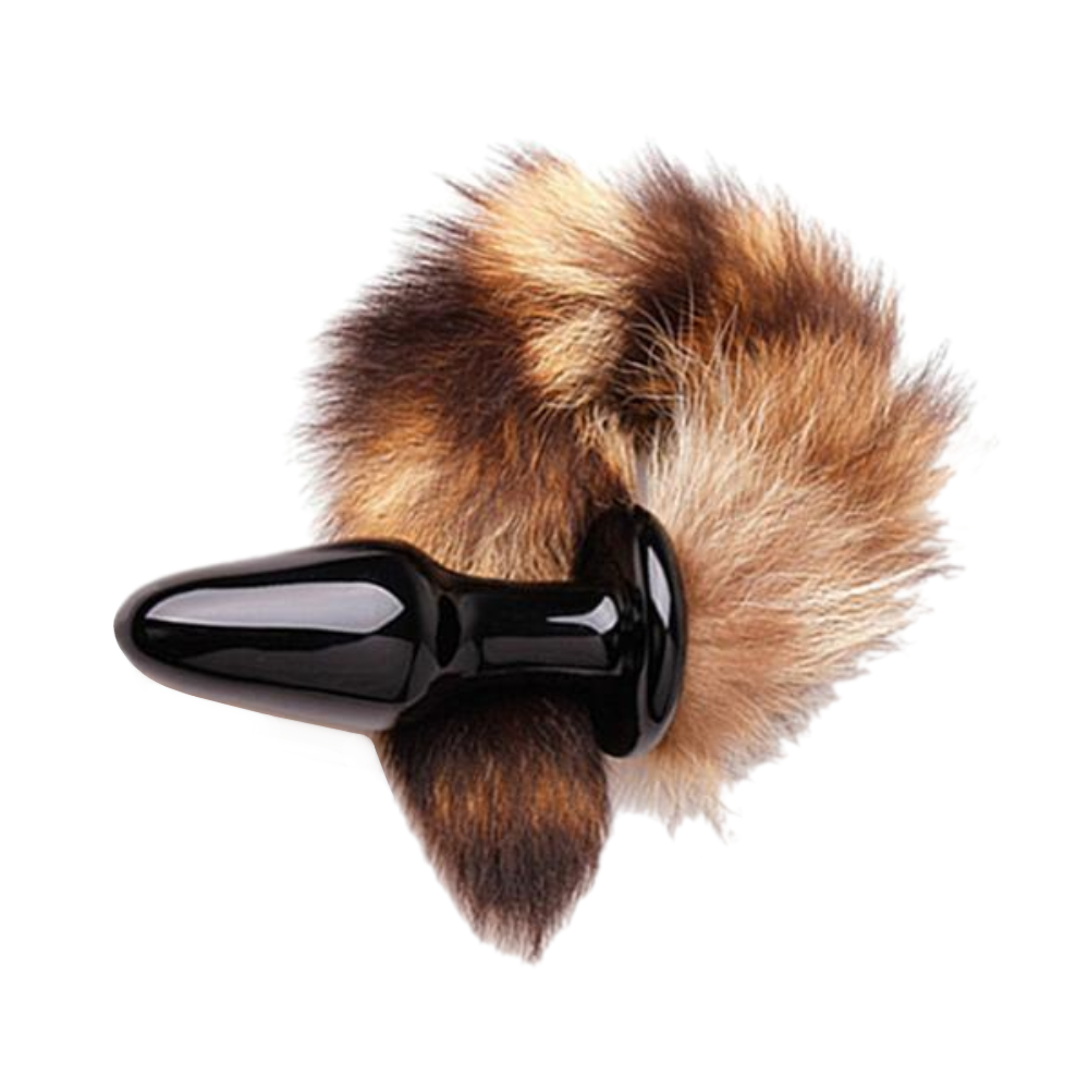 9" Glass Brown Fox Tail Plug