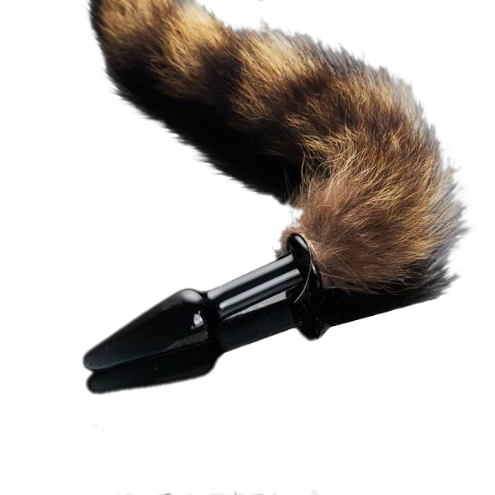 Black Glass Furry Tail Plug