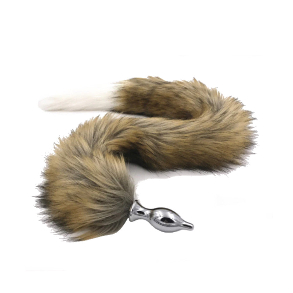 31" Stainless & Silicone Brown and White Tail Plug