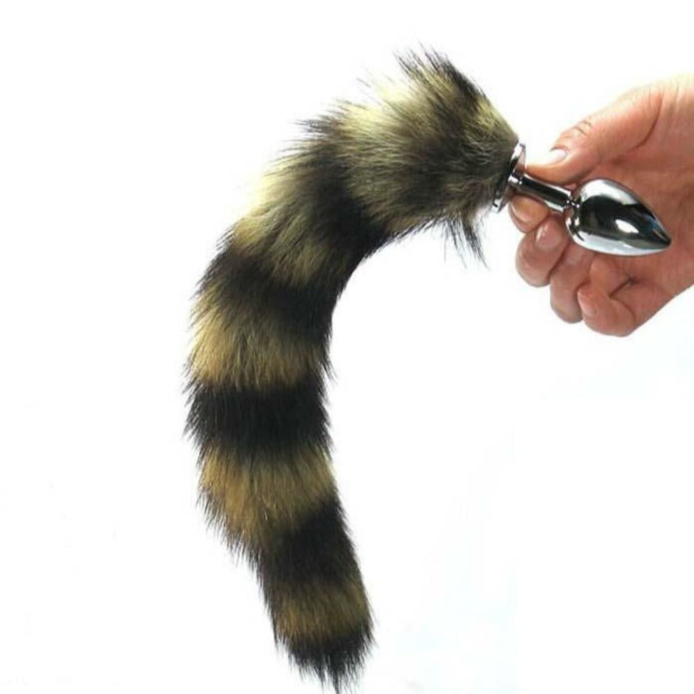 11" Stainless Steel Brown Fox Tail Plug