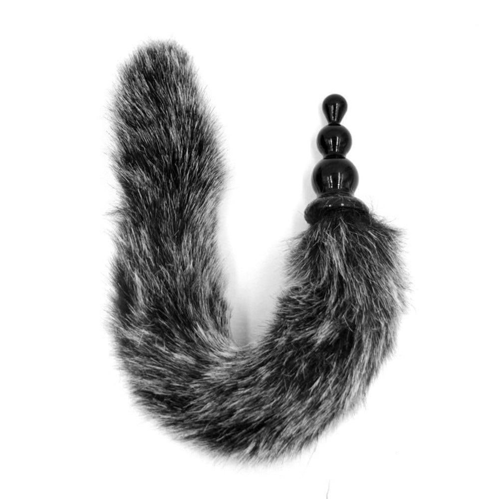 15" Silicone Beaded Fox Tail Plug